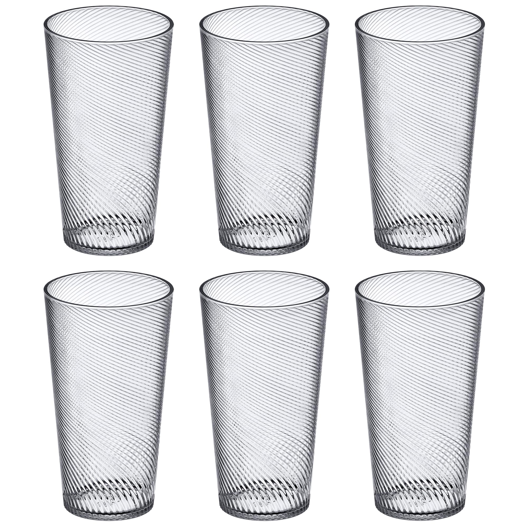 Amazing Abby - Breeze - 30-Ounce Plastic Tumblers (Set of 6), Plastic Drinking Glasses, All-Clear Reusable Plastic Cups, Stackable, BPA-Free, Shatter-Proof, Dishwasher-Safe