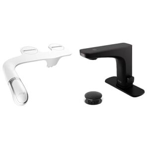 bathroom refresh bundle includes (1) bio bidet by bemis slimtwist simple bidet toilet attachment and (1) grove motion activated hands free bathroom faucet in matte black finish