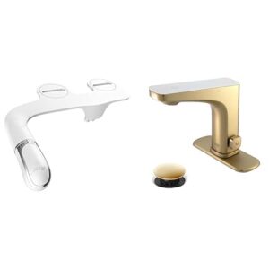 bathroom refresh bundle includes (1) bio bidet by bemis slimtwist simple bidet toilet attachment and (2) grove motion activated hands free bathroom faucets in champagne finish