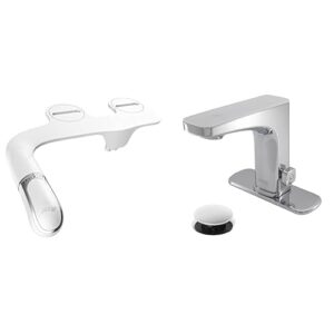 bathroom refresh bundle includes (1) bio bidet by bemis slimtwist simple bidet toilet attachment and (1) grove motion activated hands free bathroom faucet in chrome finish