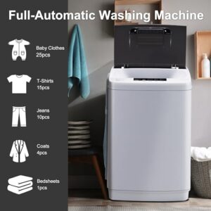 Outspurge Full Automatic Washer Machine, Portable Washing Machine, 1.7 Cu.Ft.Laundry Washer Spin with 10 Wash Programs& LED Display& Built-in Drain Pump,Ideal for RV, Camping, Apartment