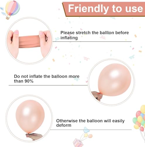 Dagelar Dusty Pink Boho Blush Balloons, Metallic Rose Gold Retro Pink Ivory White Balloons, Nude Cream White Balloons and Confetti Balloons for Bridal Baby Shower Girls Birthday Wedding Decor Supply