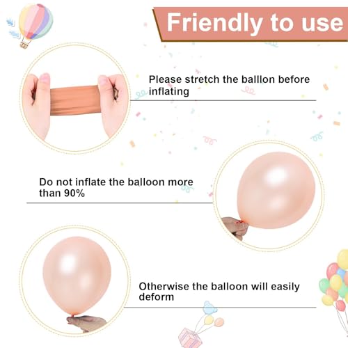 Dagelar Rose Gold Balloons Set, Pearl Champagne Gold Rose Gold and White Birthday Balloons, Metallic Rose Gold Confetti Balloons for Girls Women Birthday Party Wedding Bridal Shower Decorations