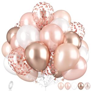 dagelar rose gold balloons set, pearl champagne gold rose gold and white birthday balloons, metallic rose gold confetti balloons for girls women birthday party wedding bridal shower decorations