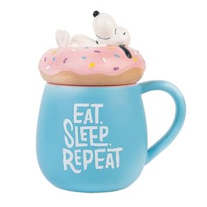 snoopy mug with lid | 50 cl / 500 ml / 16.9 oz - 14.3 x 10.7 x 16.7 cm | coffee mug | tea mug | cool gifts | snoopy gifts