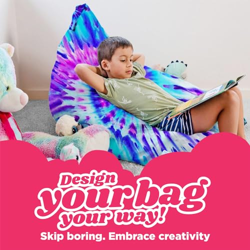 MOOCHI LIFE Stuffed Animal Storage - Tie Dye Stuffed Animal Bean Bag Storage Kit, Extra Large Stuffed Animal Storage, Stuffed Animal Chair, Stuffed Animal Holder, Bean Bag Stuffed Animal Storage