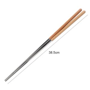 Extra Long Cooking Chopsticks, 15inch Stainless Steel Chopsticks with Wooden Handle, Reusable Kitchen Frying Chopsticks Cooking Accessories