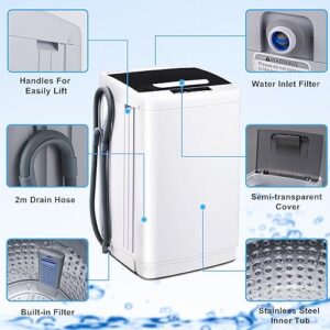 Outspurge Full Automatic Washer Machine, Portable Washing Machine, 1.7 Cu.Ft.Laundry Washer Spin with 10 Wash Programs& LED Display& Built-in Drain Pump,Ideal for RV, Camping, Apartment