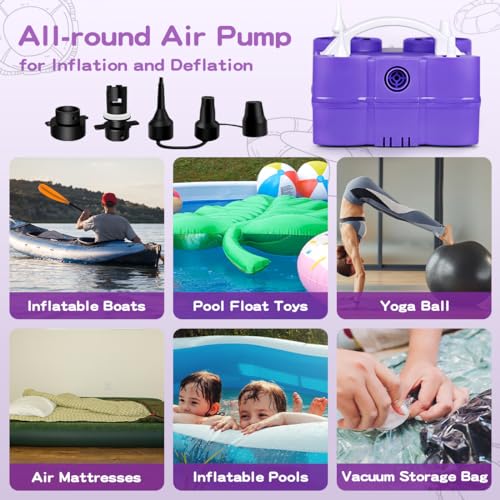 Keaibuding Balloon Pump Electric 3-in-1 Portable Air Pump for Inflatables and Balloons, Fast Inflation for 260q Foil Mylar Latex Double-Stuffed Balloons, Inflator Deflator for Pool Floats Air Bed