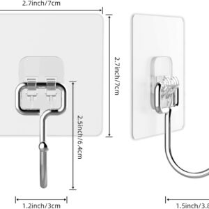 Large Adhesive Hooks for Hanging Heavy Duty Wall Hooks 22 lbs Self Adhesive Towel Hook Waterproof Transparent Hooks 10 Pack (VD-SOMA-X2BC)