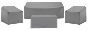 crosley furniture patio furniture covers, waterproof 4-piece cover set for outdoor chairs, sofa, table, gray