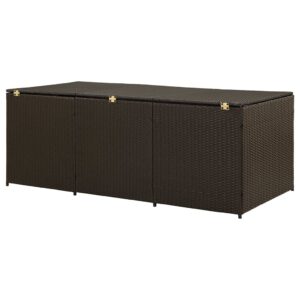 loibinfen Patio Storage Box Deck Storage Box Outdoor Storage Box Indoor Wicker Storage Bin for Patio Furniture Cushions, Pillows, Garden Tools, Poly Rattan Brown, 70.8"x35.4"x29.5" -AA