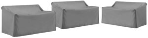 crosley furniture patio furniture covers, waterproof 3-piece outdoor sectional loveseat cover set, gray