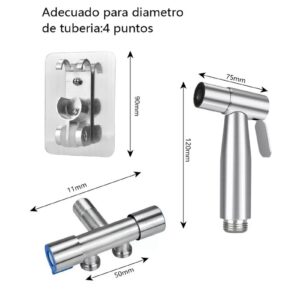 Handheld Bidet Toilet Sprayer Set, 304 Stainless Steel Handheld Bidet Sprayer Kit, Hygienic Toilet Bidet, Fresh Cold Water Pressure Adjustable Bidet Attachment for Bathroom Toilets