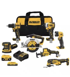 dewalt dck700d1p1 20v max cordless 7-tool combo kit with 2ah battery, 5ah battery, and charger