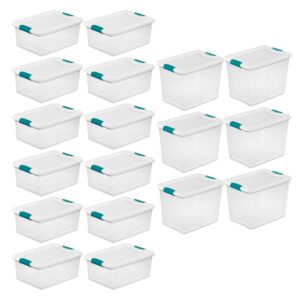 sterilite 12 sets of 15-quart & 6 sets of 25-quart heavy-duty stackable clear latch lid storage container tote for home organization