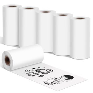 6x mini sticker printer thermal printer paper 57mm x 30mm for peripage a6 portable pocket mobile printer and other portable small label maker, mini receipt printer thermal paper white self-adhesive