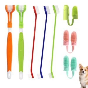 adovoc solar powered adult dog toothbrush set, blue, 2-in-1 dual finger and toothbrush, gentle on pets' gums