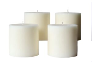 ivory 4 x 4 by modern candle design large unscented pillar candle handmade in the usa (set of 4)