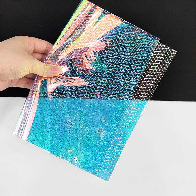 HYANG Transparent PVC Grid Super Clear Holographic Vinyl Faux Leather Sheets 1 Roll 12" x 53" (30cm x 135cm) for DIY Bows Earrings Bags DIY Crafts Making