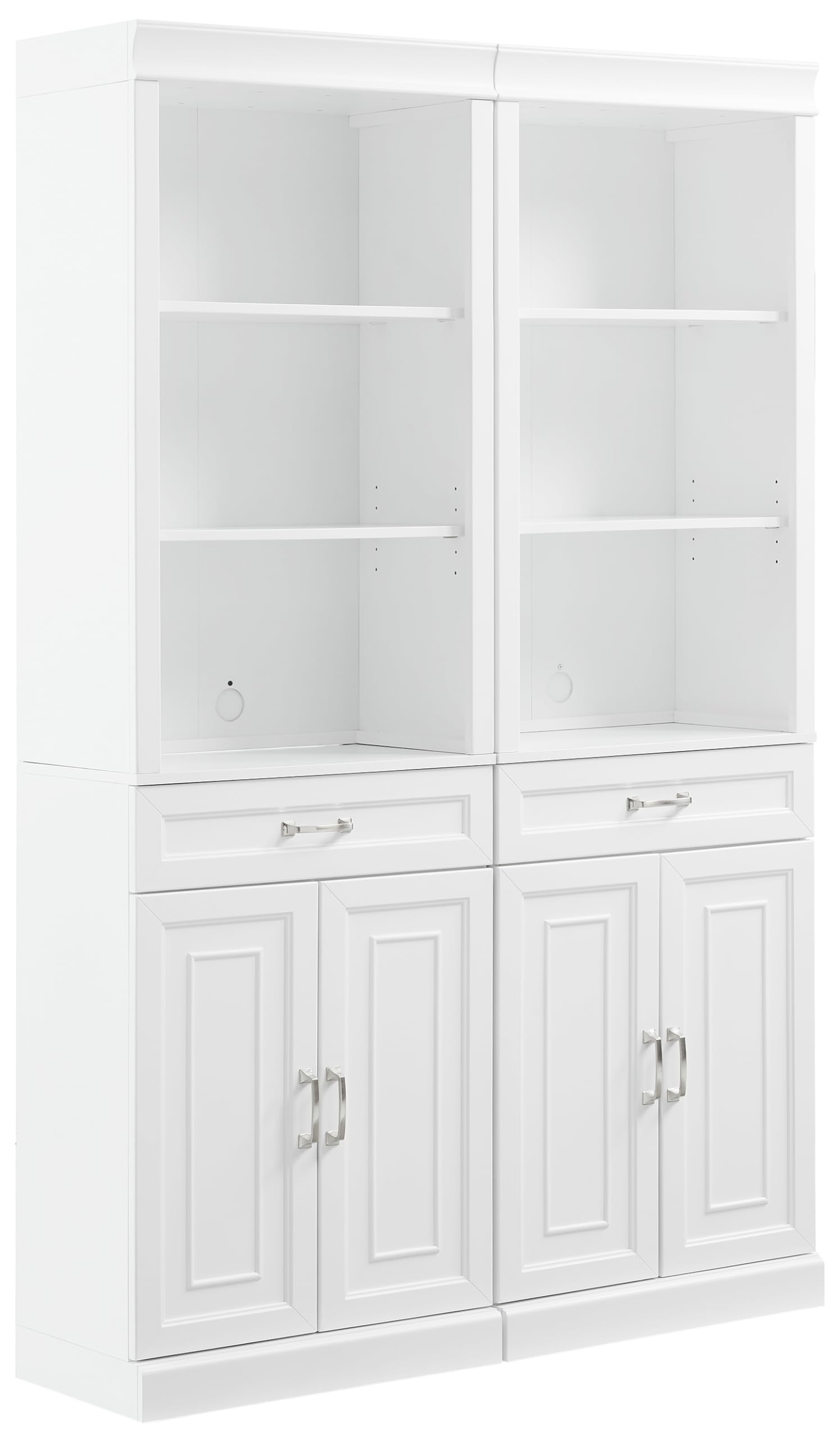 Crosley Furniture Stanton 2-Piece Storage Bookcase, Bookshelf Cabinet with Shelves, Kitchen and Living Room, White