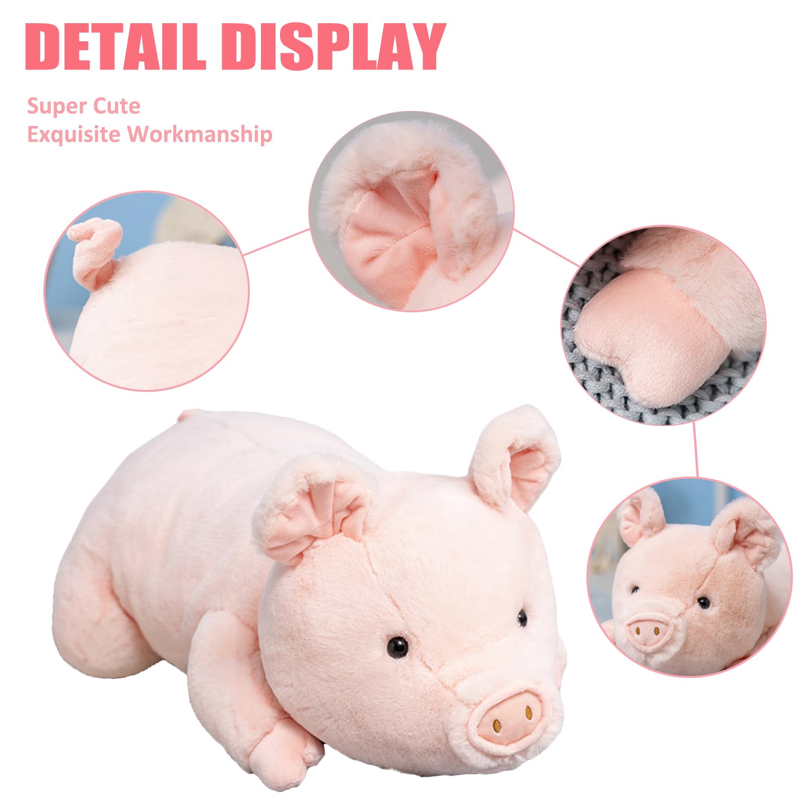 Weighted Stuffed Animals, 5lbs Weighted Pig Stuffed Animal Plush Toy Pink Pig Weighted Plush Animals Hugging Pillow Gifts for Kids and Adults, 25.2 inch