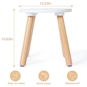 Frogprin 1 Pack Wooden Step Stool for Kids, Kids Chairs Perfect Matched Sensory Table, Multi-Purpose Sitting Stool 10 in Children's Stool for Bathroom Kitchen & Bedroom, Stable Natural Anti-Slip