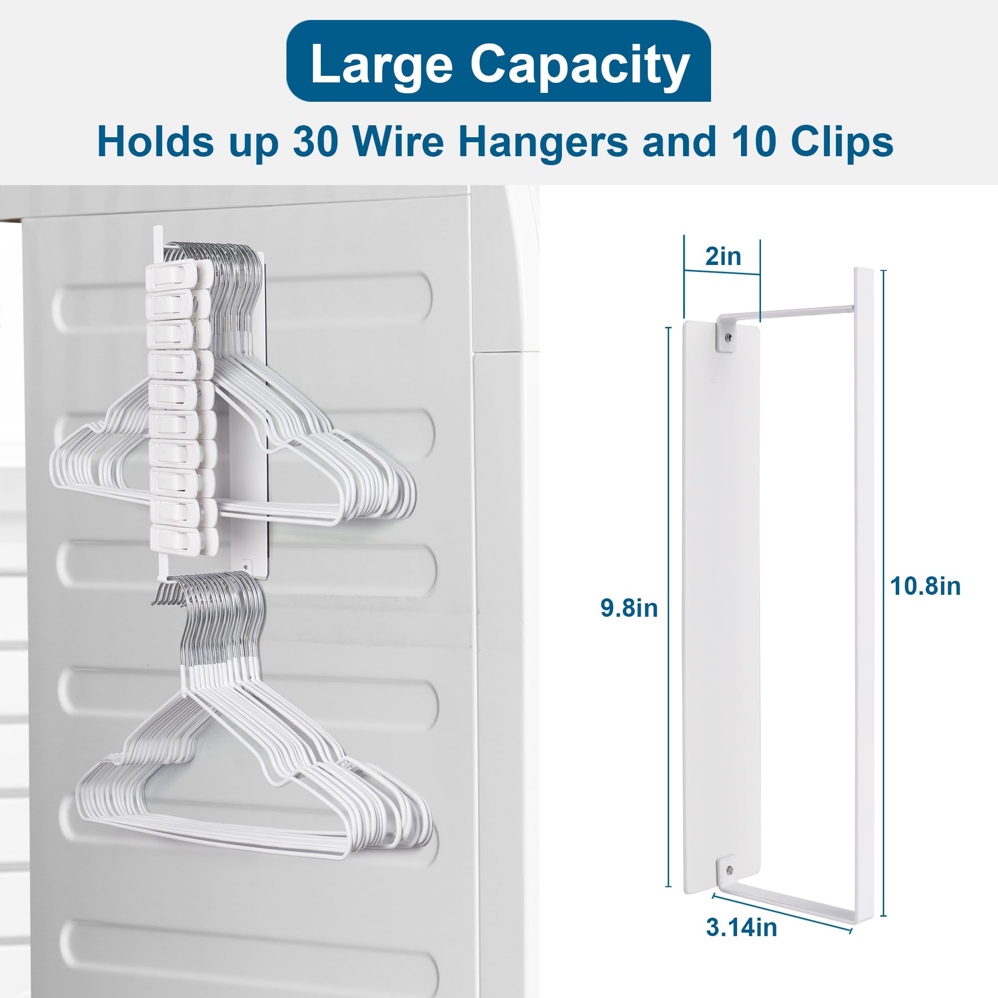 EASTTOWEST Magnetic Hanger Organizer Stacker,Clothes Hanger Storage Rack,Hanger Holder for Closet Laundry Room Washing Machine,White