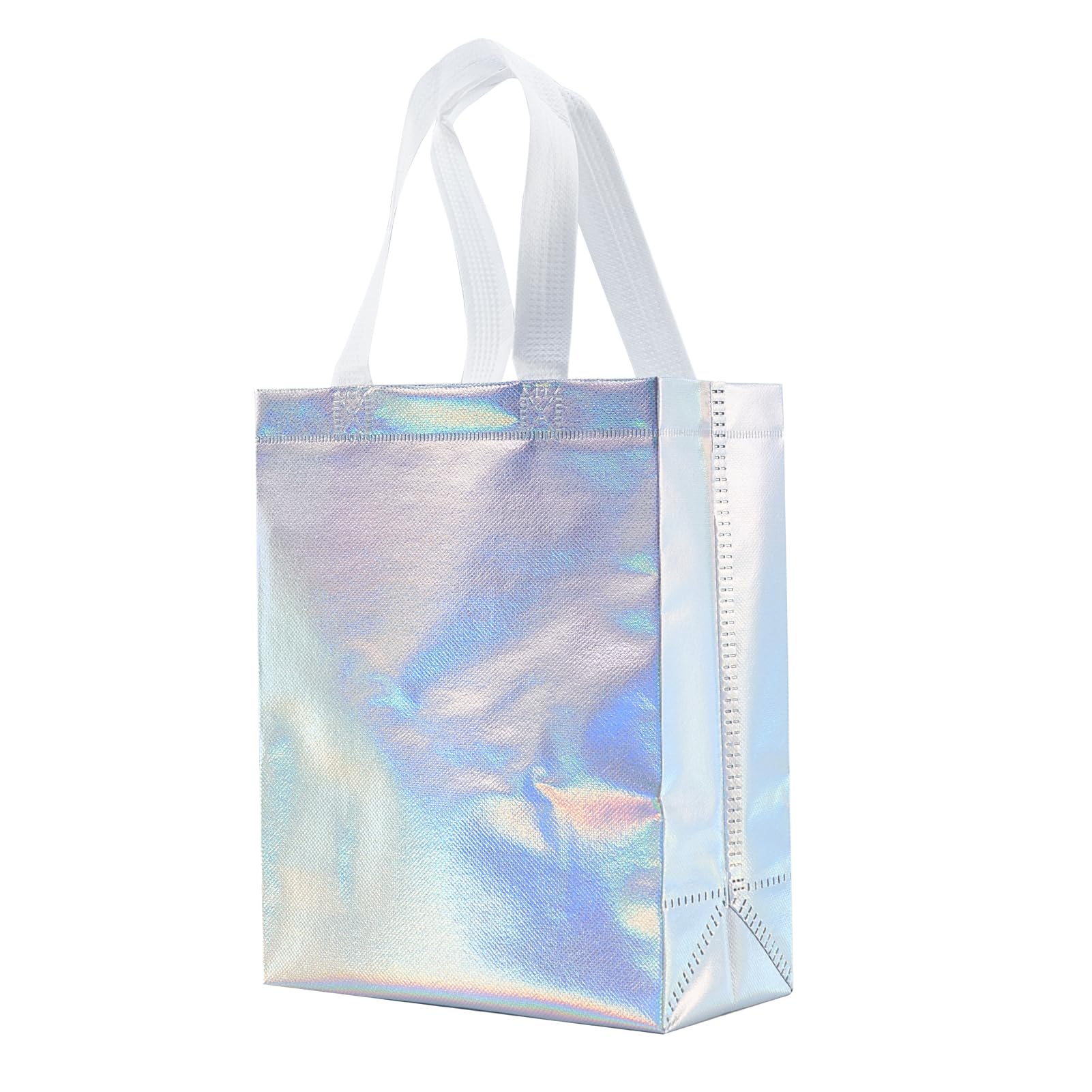 Tendwarm Iridescent Gift Bag Set of 12 Reusable Medium Size Favor Bags for Party Wedding Christmas 8x4x10 Inches