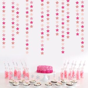 Hot-Pink Rose-Gold Party Decorations Garland - 62ft Twinkle Little Star Hanging Streamers Banner,Birthday Wedding Bridal Baby Shower Bachelorette Engagement Valentines Day Decor Hugtmr