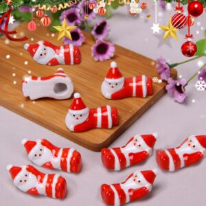 9 pcs christmas ceramic chopstick rest santa claus spoon forks knives tableware rest set perfect for christmas festive gift dinner table ornament