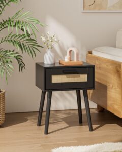 aobafuir wood nightstand, night stand for bedroom, bedside table with drawers, farmhouse end table with storage for living room (bohemian)