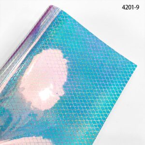 HYANG Transparent PVC Grid Super Clear Holographic Vinyl Faux Leather Sheets 1 Roll 12" x 53" (30cm x 135cm) for DIY Bows Earrings Bags DIY Crafts Making