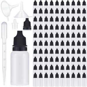 uiifan 100 plastic dropper bottle squeezable liquid dropper eye dropper bottle with screw cap 10 funnel dropper for eye drop (black,10 ml)