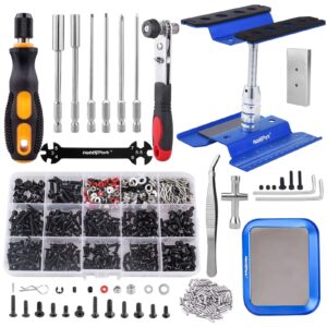 hobbypark rc car work stand 360 degree rotation, 620pcs rc screw kit w/tray & rc screwdrivers repair tool set for traxxas arrma 1/8 1/10 1/12 1/16 rc crawler truck buggy touring car