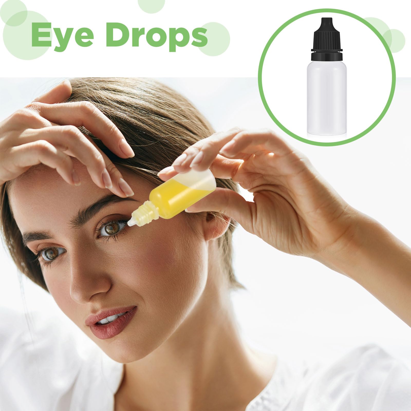 Uiifan 100 Plastic Dropper Bottle Squeezable Liquid Dropper Eye Dropper Bottle with Screw Cap 10 Funnel Dropper for Eye Drop (Black,10 ml)