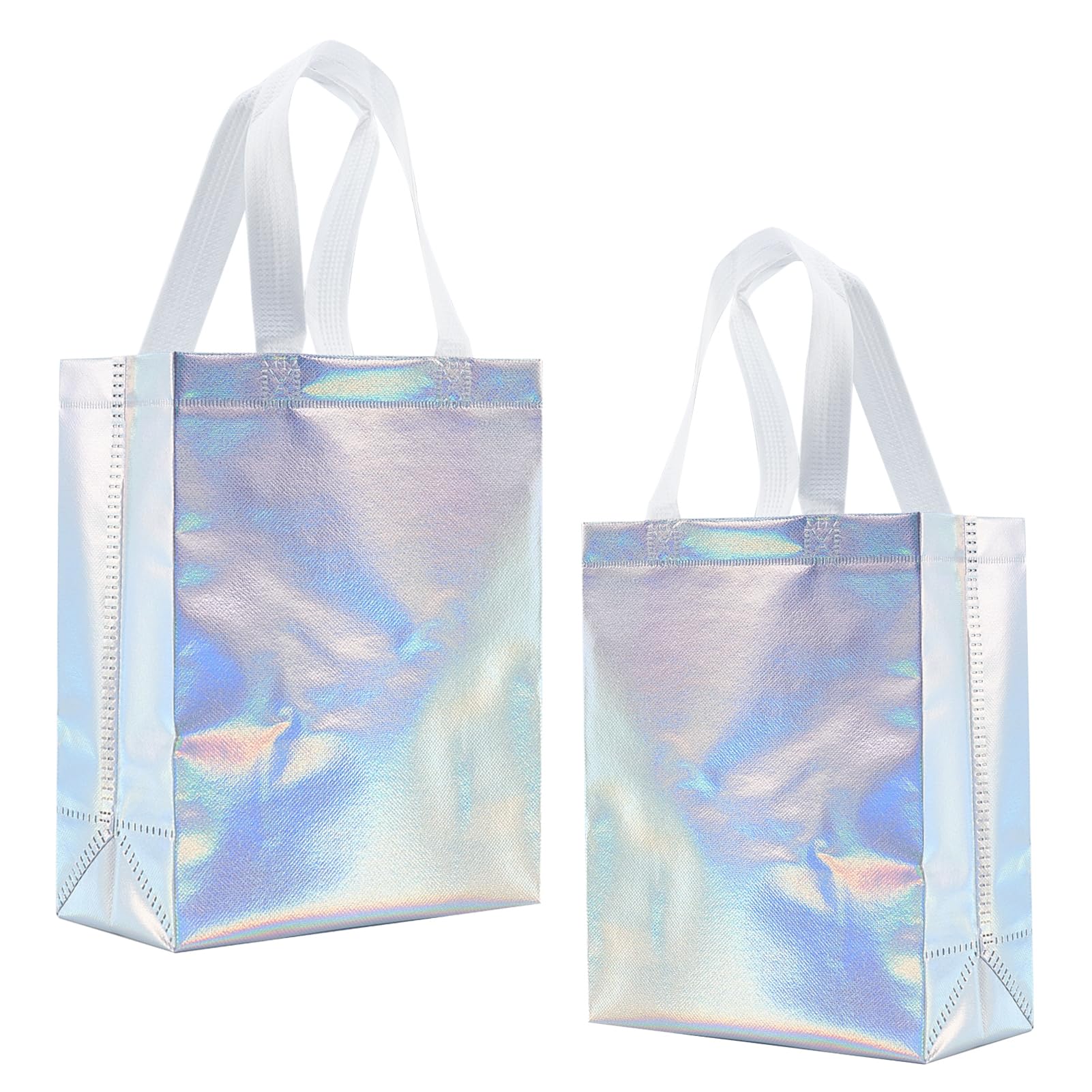 Tendwarm Iridescent Gift Bag Set of 12 Reusable Medium Size Favor Bags for Party Wedding Christmas 8x4x10 Inches