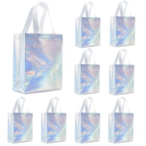 tendwarm iridescent gift bag set of 12 reusable medium size favor bags for party wedding christmas 8x4x10 inches