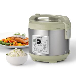 Starfrit Low Carb Rice Cooker - 14 Cups - Stainless Steel Low Carb/Steamer Basket - 7 Preset Functions - 500W