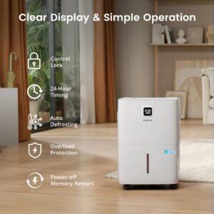 Kesnos 80 Pints Energy Star Dehumidifier for Home & Basement with Drain Hose, Front LED Display and 1.06 Gal Water Tank, Ideal for Spaces up to 5,500 Sq. Ft., Featuring Auto Defrost & Timer Function