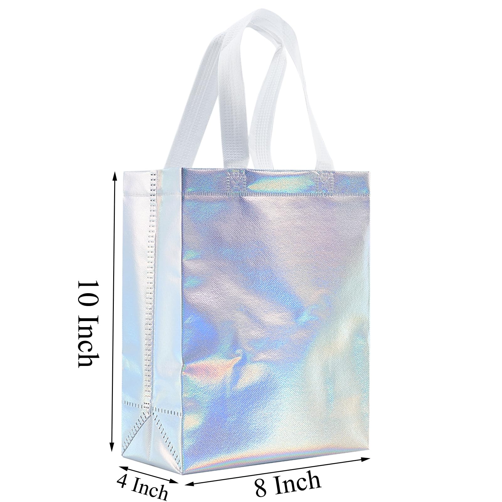 Tendwarm Iridescent Gift Bag Set of 12 Reusable Medium Size Favor Bags for Party Wedding Christmas 8x4x10 Inches