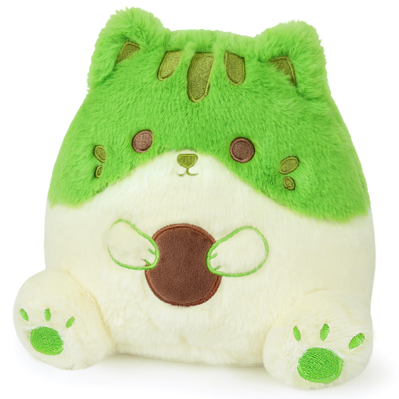 JEROKUMI Cute Cat Plush Pillow, 8 Inch Avocado Cat Stuffed Animal Avocado Plush Kawaii Stuffed Animal, Soft Plush Hug Toy for Kids, Boys and Girls, Women, Birthday Christmas