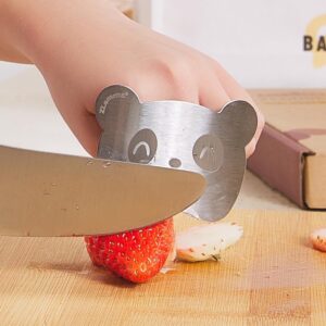 ZLemma Panda Finger Guards for Cutting Food 4 pcs Set, Premium Stainless Steel Finger Protector for Chopping, Slicing Vegetables, Fruits, Meat, Kitchen Tool Gifts for Kids and Adult