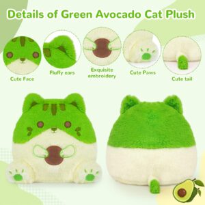 JEROKUMI Cute Cat Plush Pillow, 8 Inch Avocado Cat Stuffed Animal Avocado Plush Kawaii Stuffed Animal, Soft Plush Hug Toy for Kids, Boys and Girls, Women, Birthday Christmas