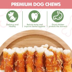 Puddonio Dog Treats, 2.3 Inch Chicken Wrapped Calcium Bones, Rawhide Free Dog Training Treats, Soft Dog Chews for Puppy and Small Dogs, 20 oz