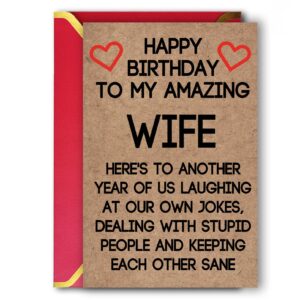 ziwenhu rude wife birthday card from husband, best gift for my wife birthday, happy wife birthday gift ideas for her, humor birthday gifts for wife