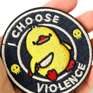 XMJY I Choose Violence Patch, 3" Embroidered Meme Patch with Hook and Loop Backing, Humorous Funny Morale Patch for Tactical Backpacks, Hats, Lunch Bags, Vests, Jackets