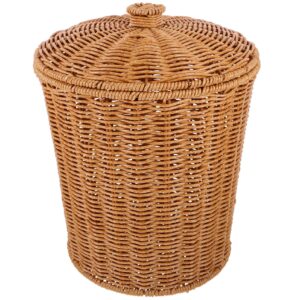 lioobo round rattan storage basket with lid: rattan basket with lid, round storage basket for home organizer