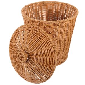 LIOOBO Round Rattan Storage Basket with Lid: Rattan Basket with Lid, Round Storage Basket for Home Organizer