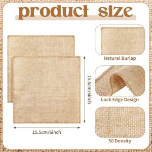 VitalCozy 36 Pieces 6 x 6 Inches Burlap Squares Jute Burlap Finished Edges Square Fabric Farmhouse Burlap Placemats for Home Party Wedding Table Cover Centerpieces Craft Supplies